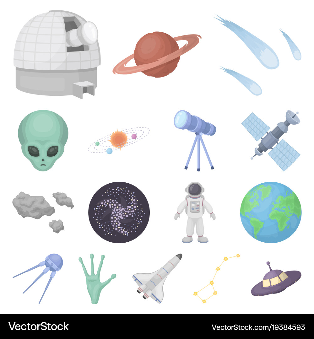 Space technology cartoon icons in set collection Vector Image