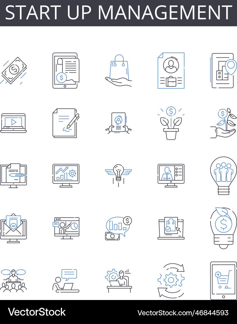 Start up management line icons collection Vector Image