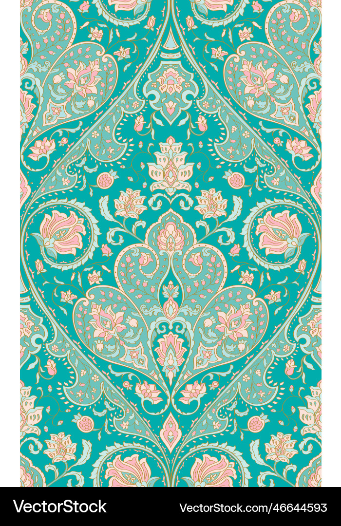 Turquoise elegant ornament with flowers Royalty Free Vector