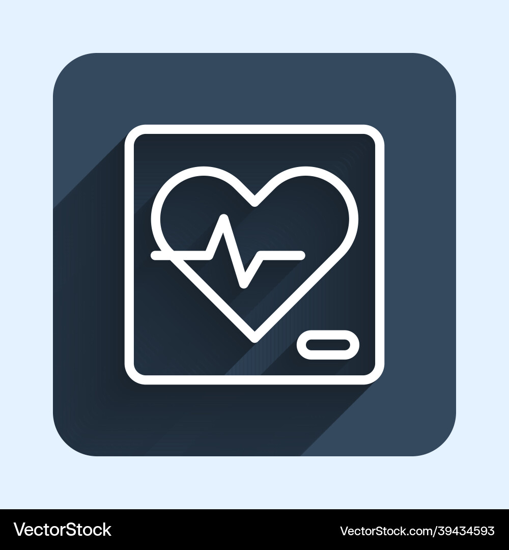 White line heart rate icon isolated with long Vector Image