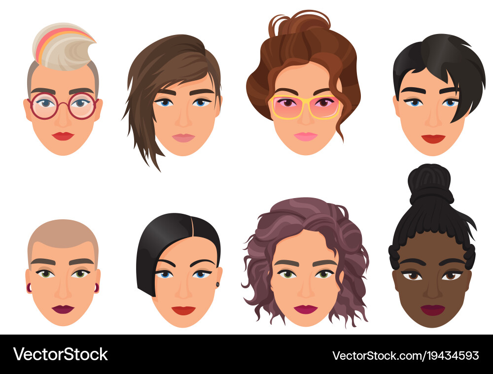 Woman female avatar set Royalty Free Vector Image