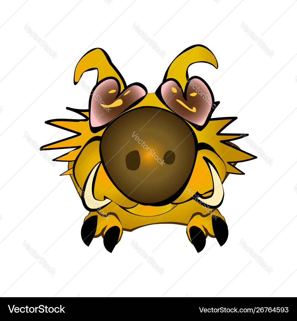 Yellow cute fluffy wild boar symbol 2019 Vector Image
