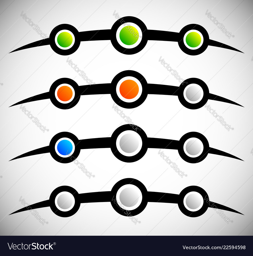 3 step progress indicator abstract gui element Vector Image