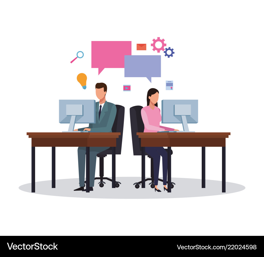 Business workers and social media Royalty Free Vector Image