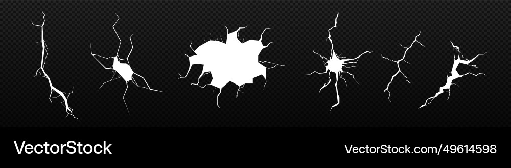 Cracks and faults set glass shattering Royalty Free Vector