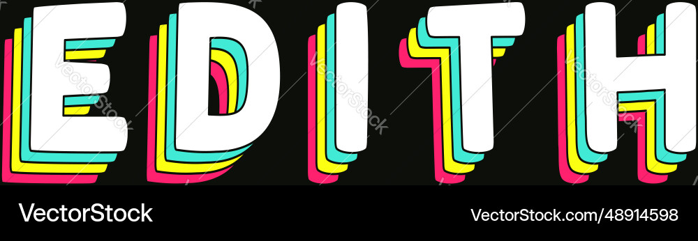 Edith - retro rainbow typography faded style Vector Image