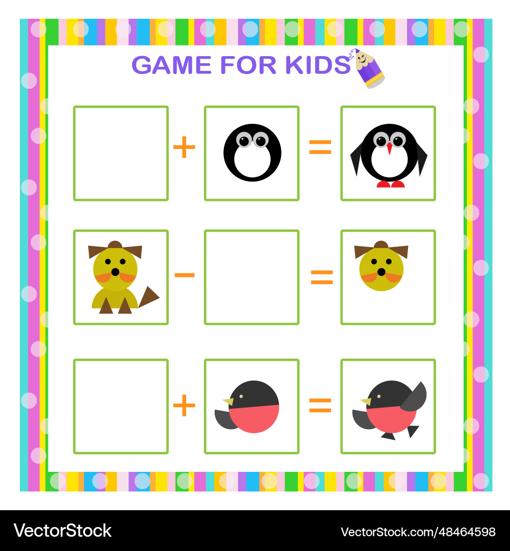 Educational game find and draw the missing parts Vector Image