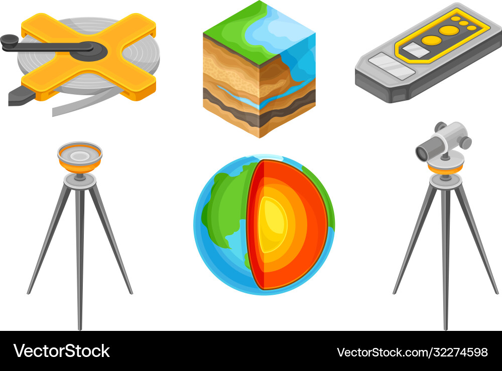 Geology measurement instruments with soil cross Vector Image