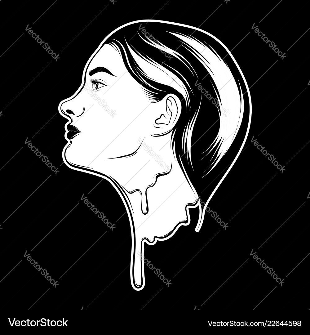 Hand drawn melting girl isolated creative Vector Image