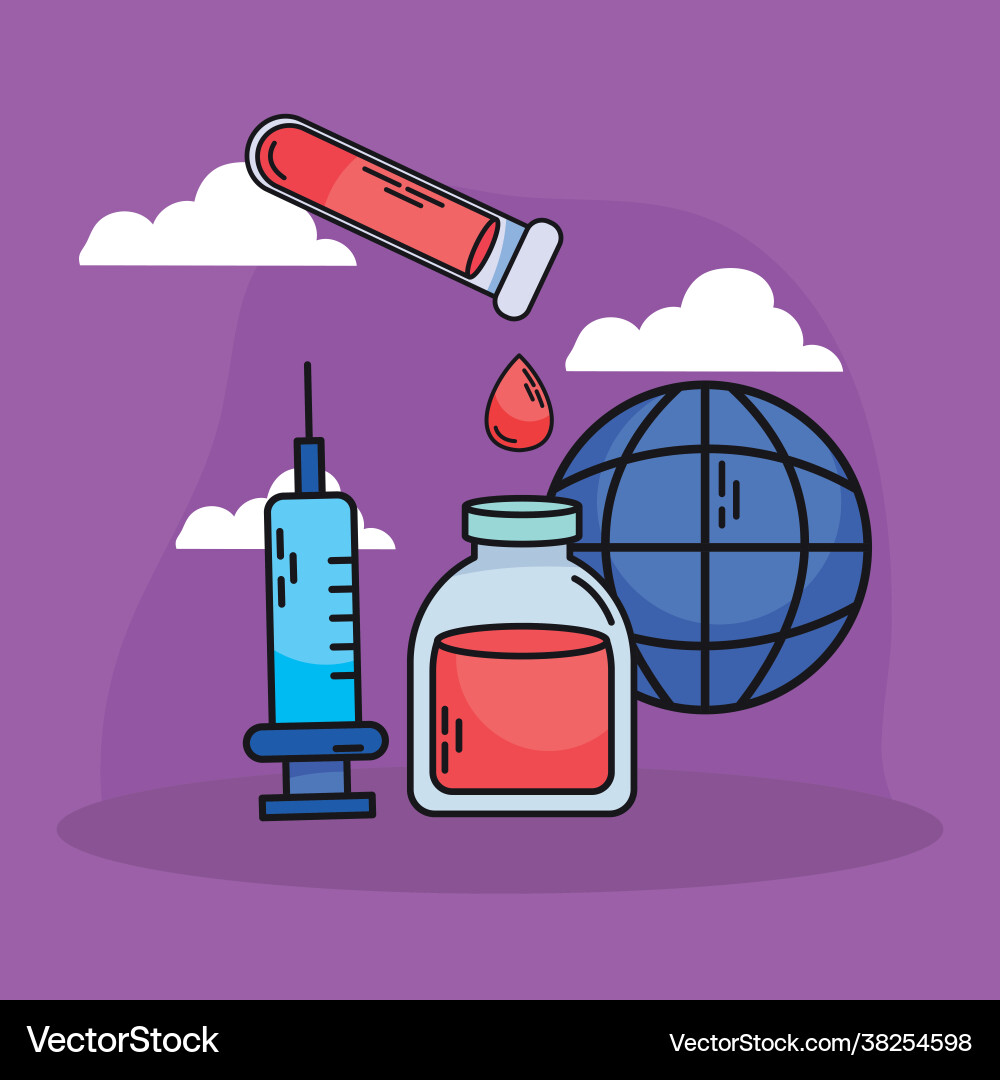 Injection jar tube and global sphere Royalty Free Vector