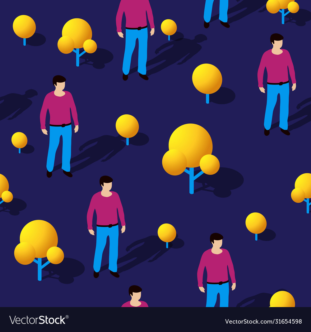 Isometric Seamless Repeating Pattern People Vector Image