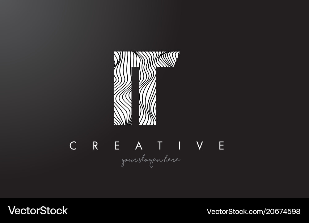 It i t letter logo with zebra lines texture Vector Image