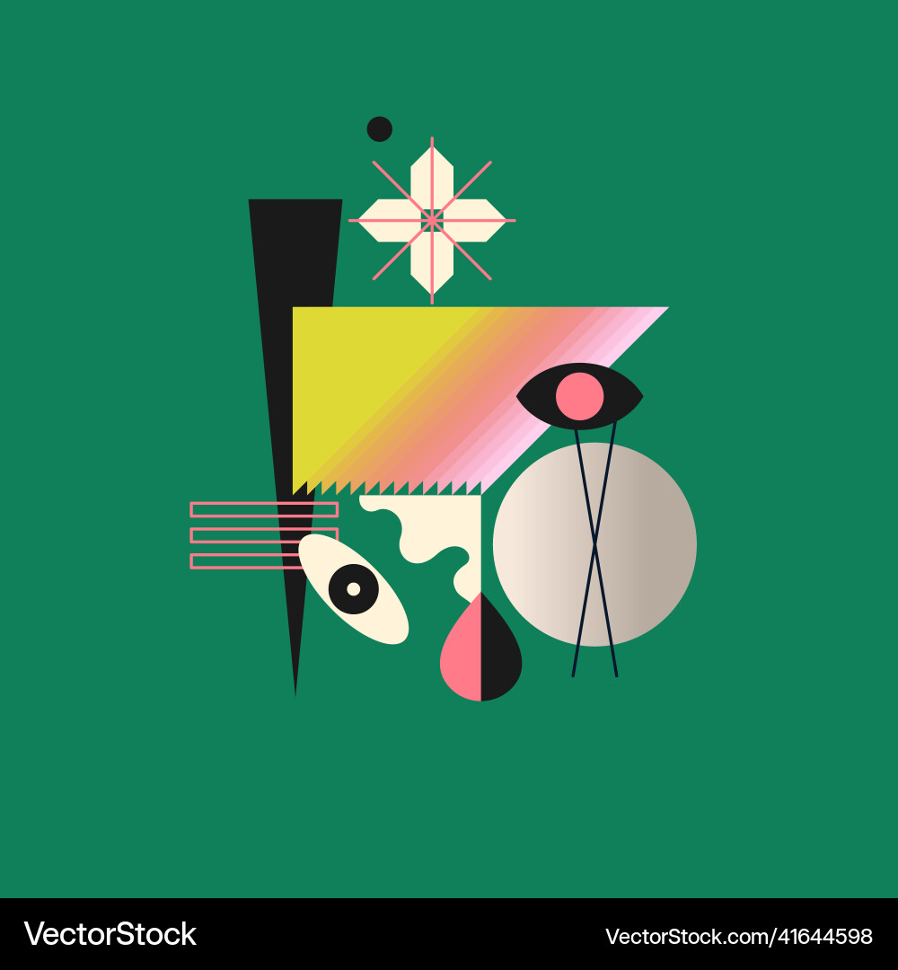 Modern geometric composition of various shapes Vector Image