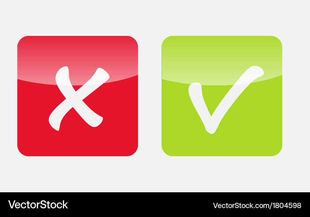 Red and Green Check Mark Icons Royalty Free Vector Image