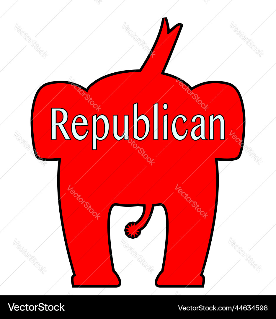 Red republican elephant silhouette on white Vector Image