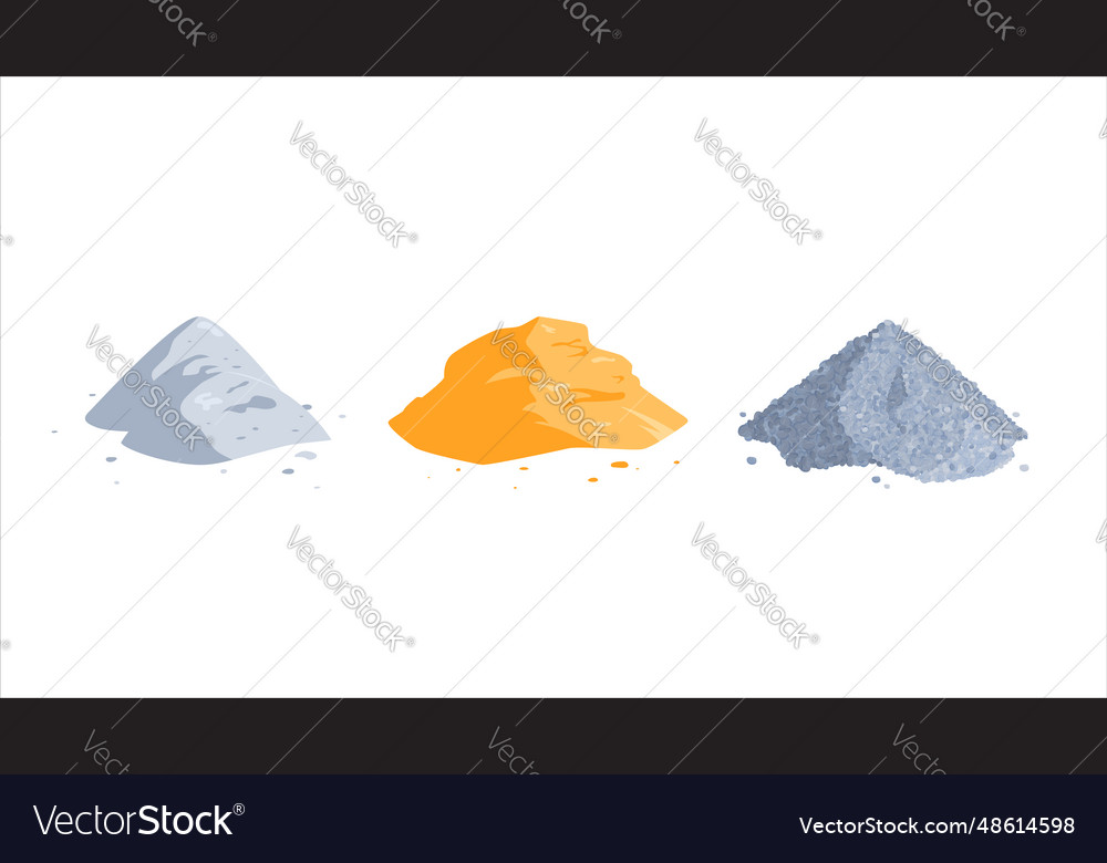 Sand cement gravel piles icons Royalty Free Vector Image