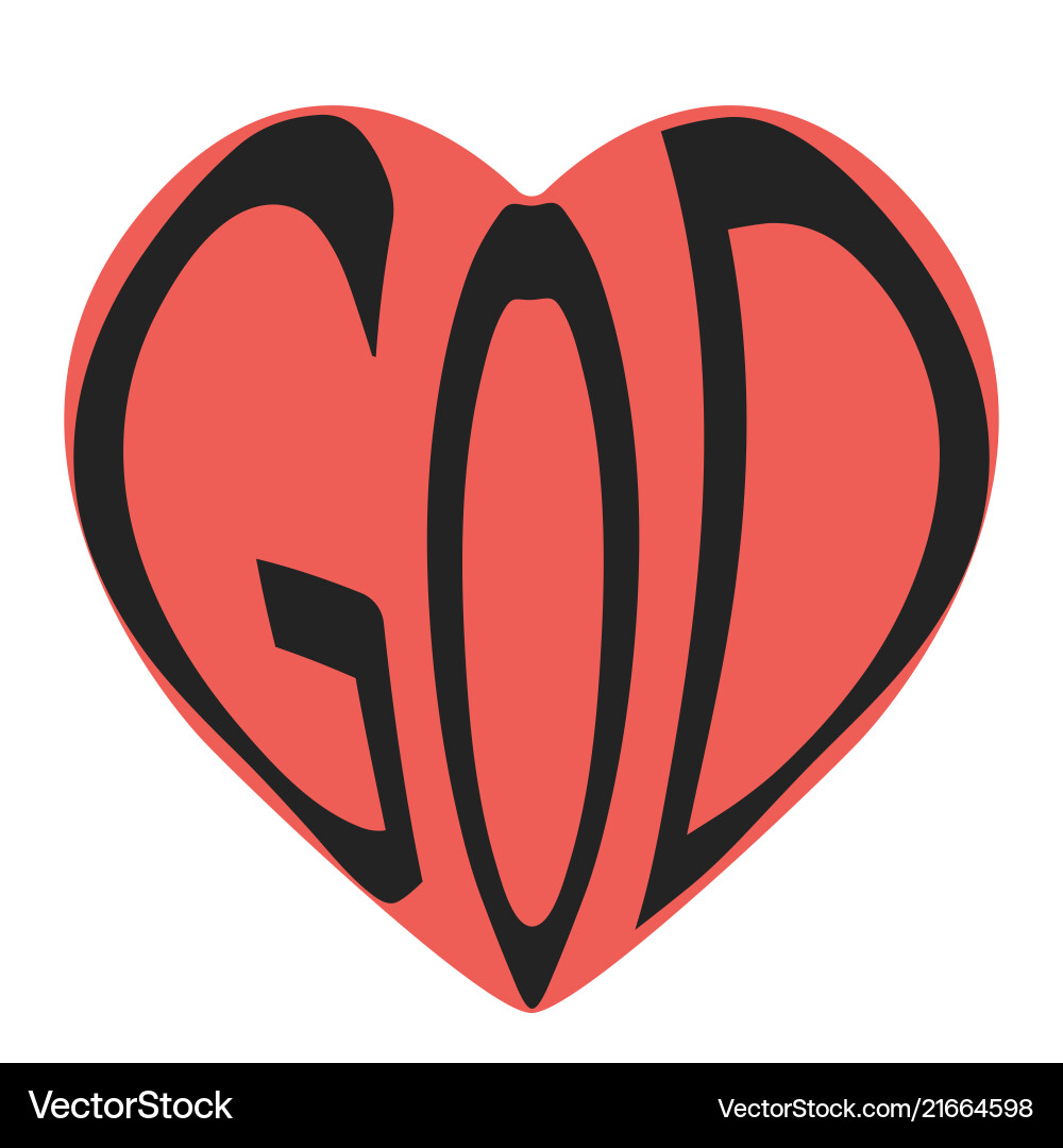 Word text god in heart shape red Royalty Free Vector Image