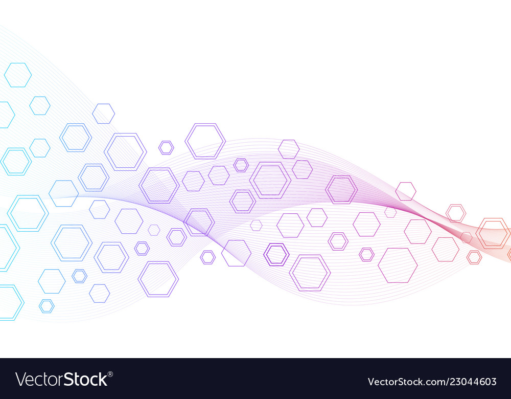 Abstract hexagonal background with waves Vector Image