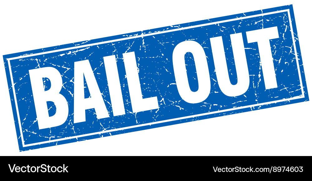 Bail out blue square grunge stamp on white Vector Image
