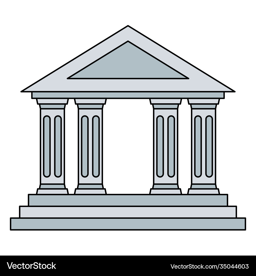 Bank building outline flat icon classic Royalty Free Vector