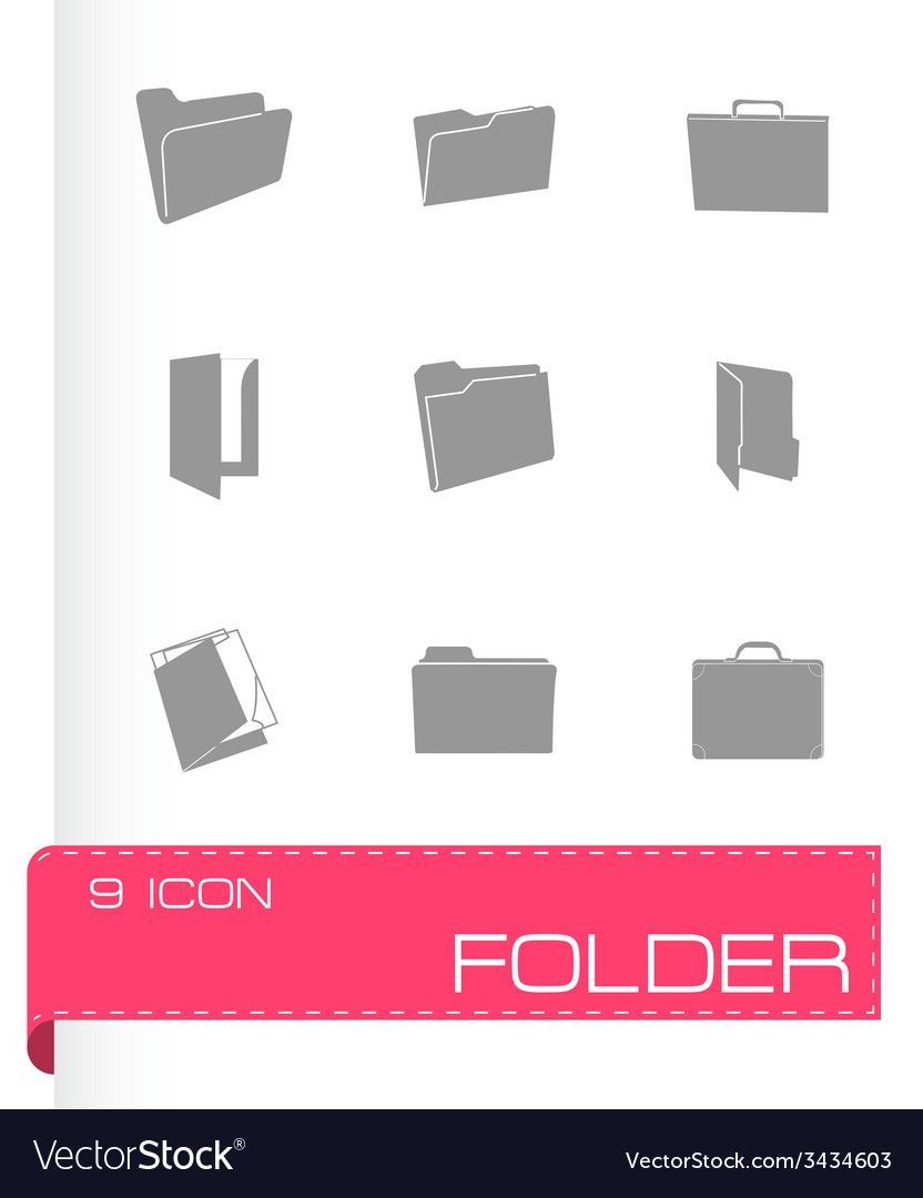 Black folder icons set Royalty Free Vector Image