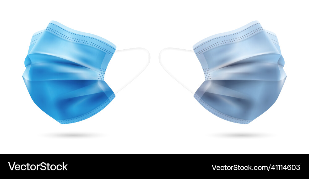 Blue medical mask realistic 3d face isolated Vector Image