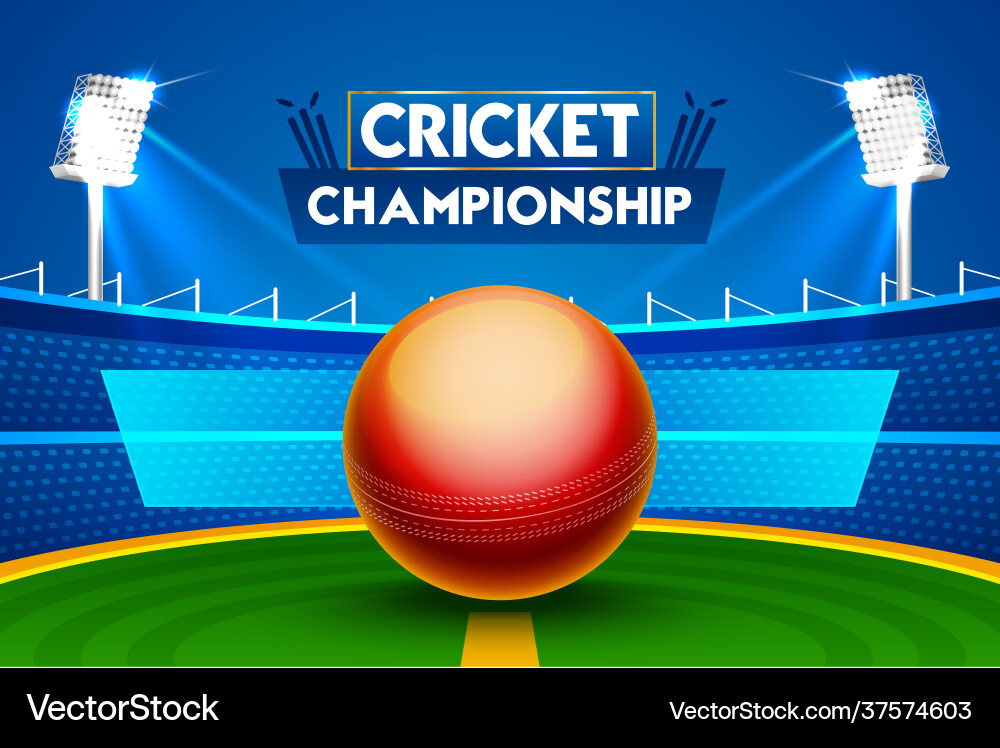 Cricket match schedule concept with glossy ball Vector Image