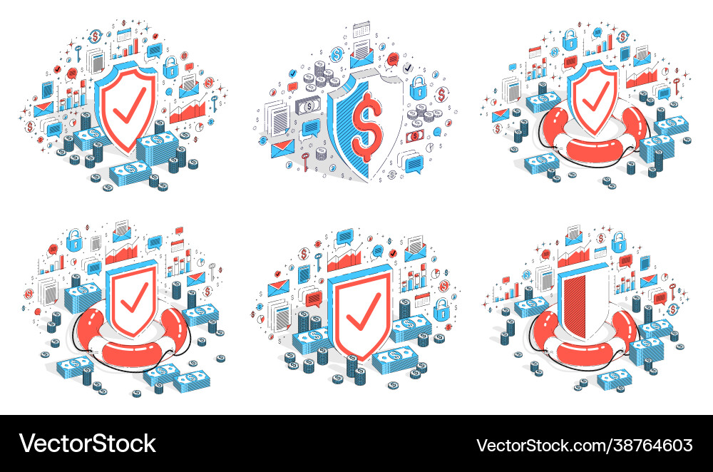 Financial safety 3d design concepts isolated over Vector Image