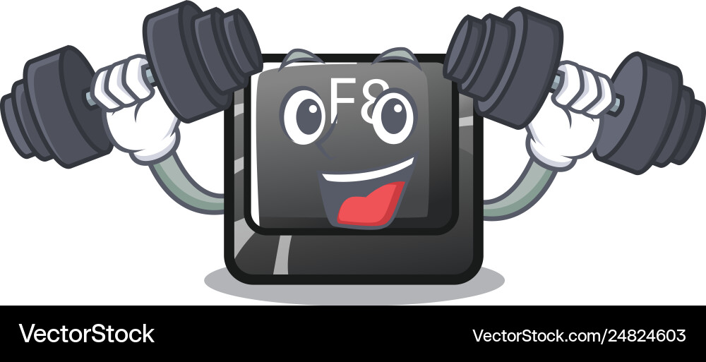Fitness button f8 in shape character Royalty Free Vector