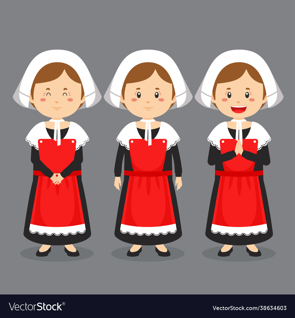 French character with various expression Vector Image