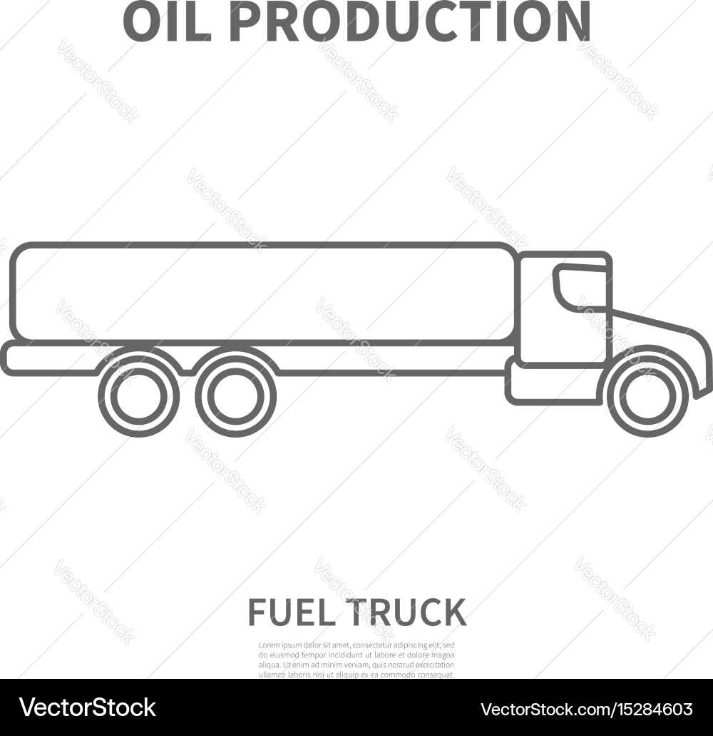 Fuel truck in linear style Royalty Free Vector Image