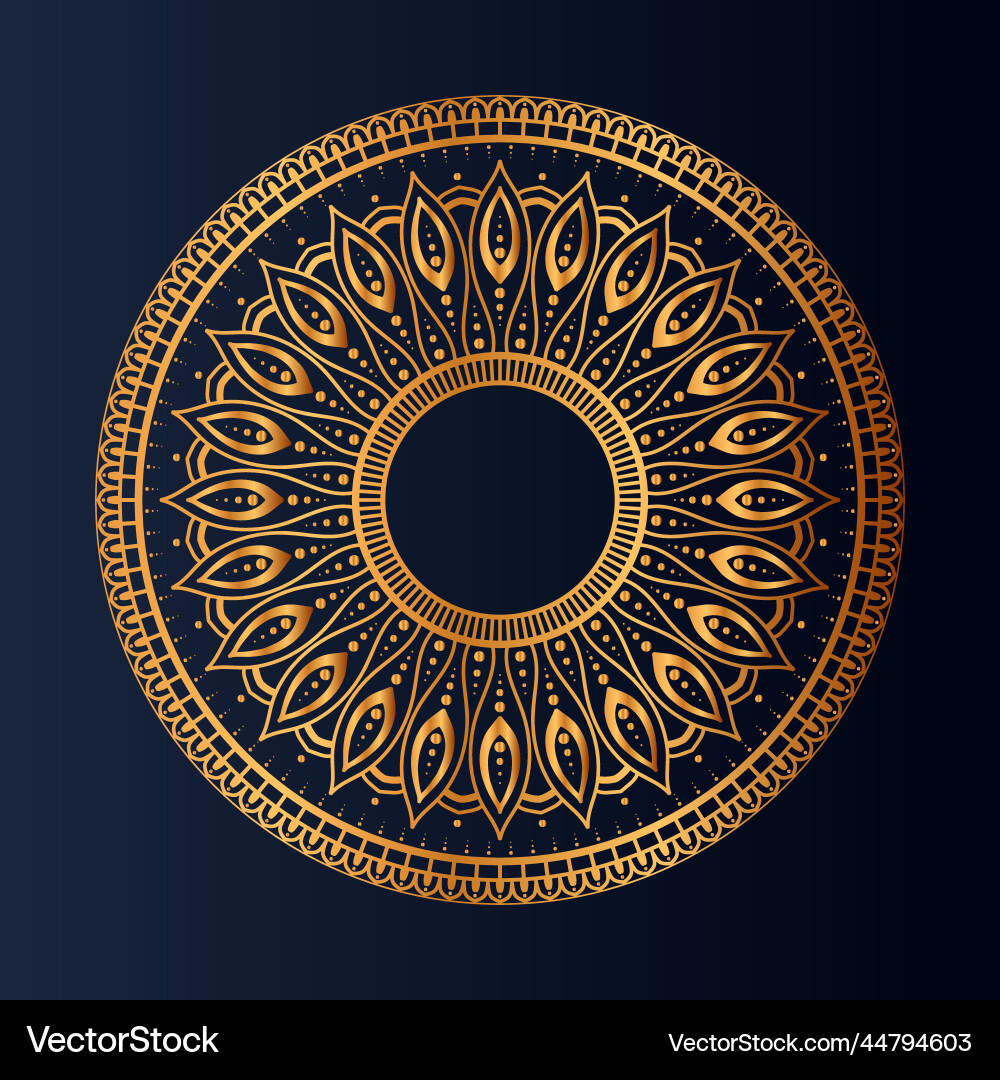 Gold color floral mandala Royalty Free Vector Image