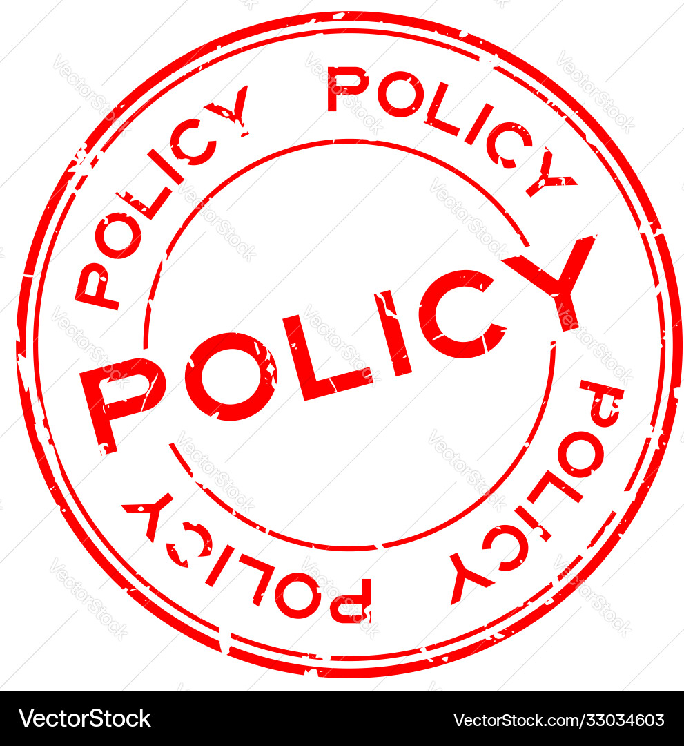 Grunge red policy word round rubber seal stamp Vector Image