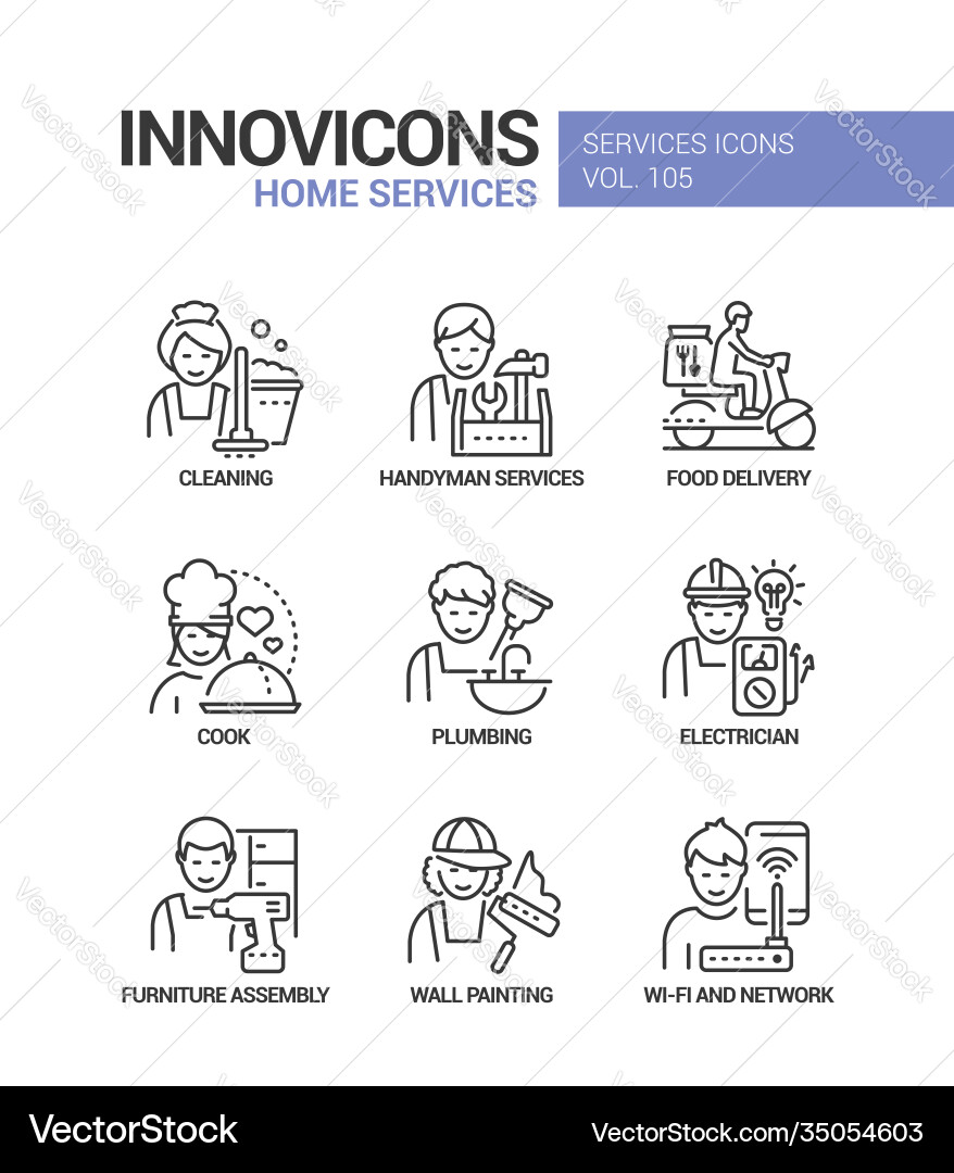Home services - line design style icons set Vector Image
