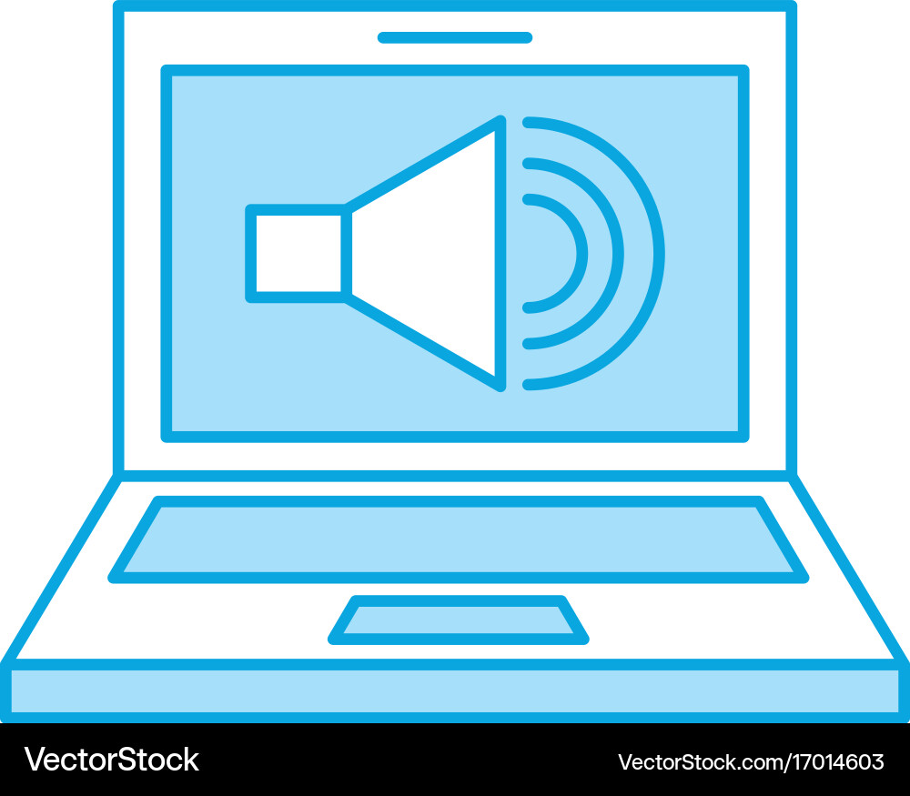 Laptop with speaker sound isolated icon Royalty Free Vector