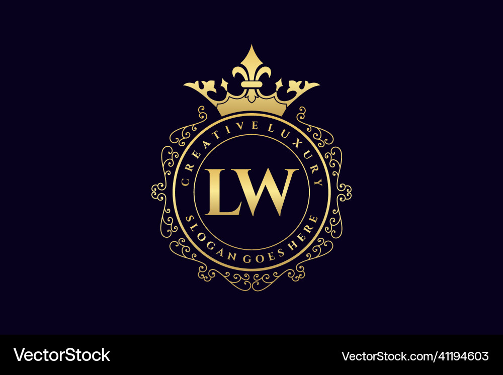 Lw initial letter luxury calligraphic feminine Vector Image