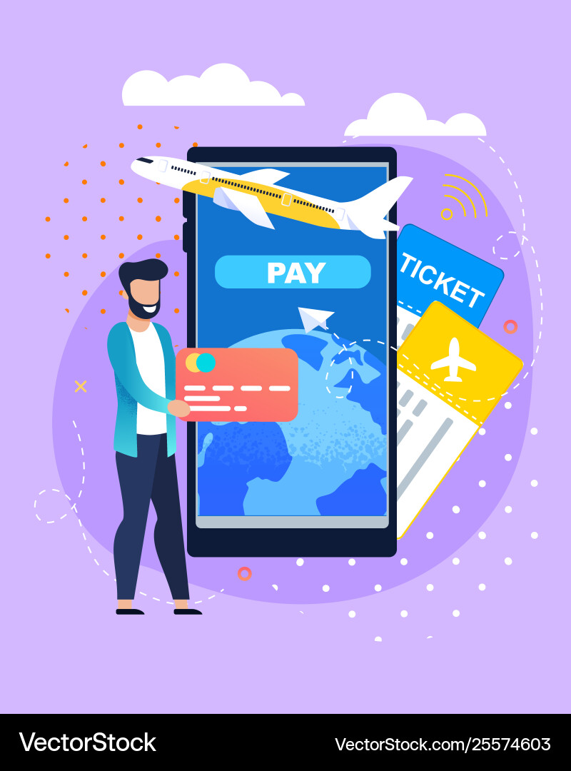 Online booking ticket and payment mobile service Vector Image