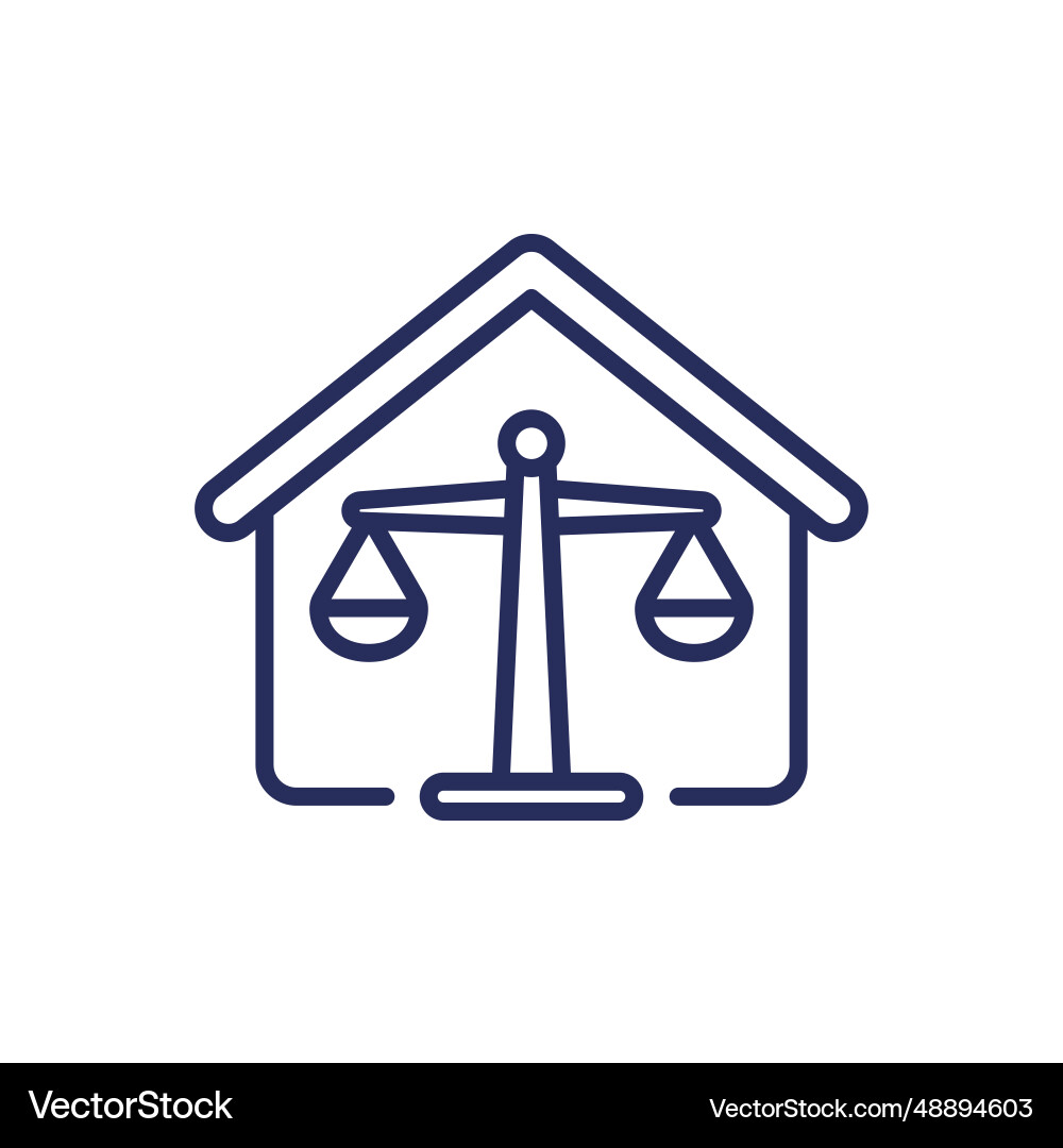 Probate law line icon with a house Royalty Free Vector Image
