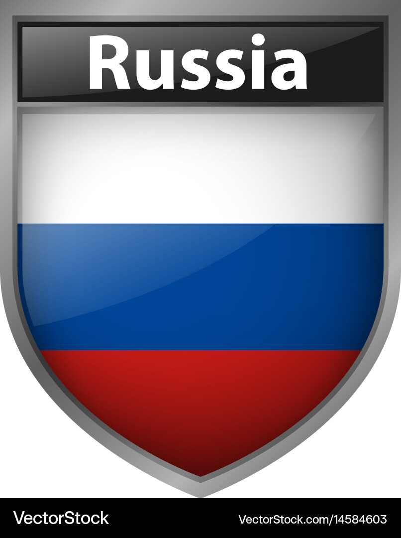 Russia flag design on badge Royalty Free Vector Image