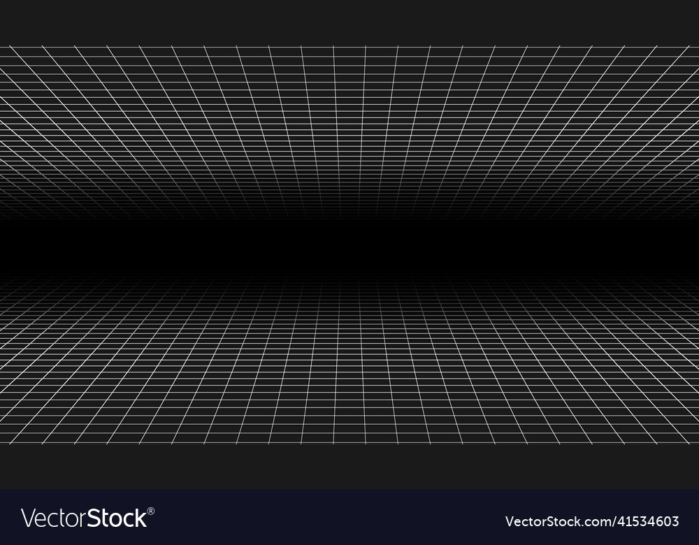 Wireframe perspective grid white infinity mesh Vector Image