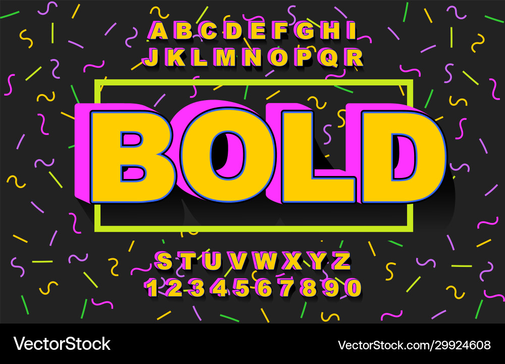 3d bold retro font vintage alphabet Royalty Free Vector
