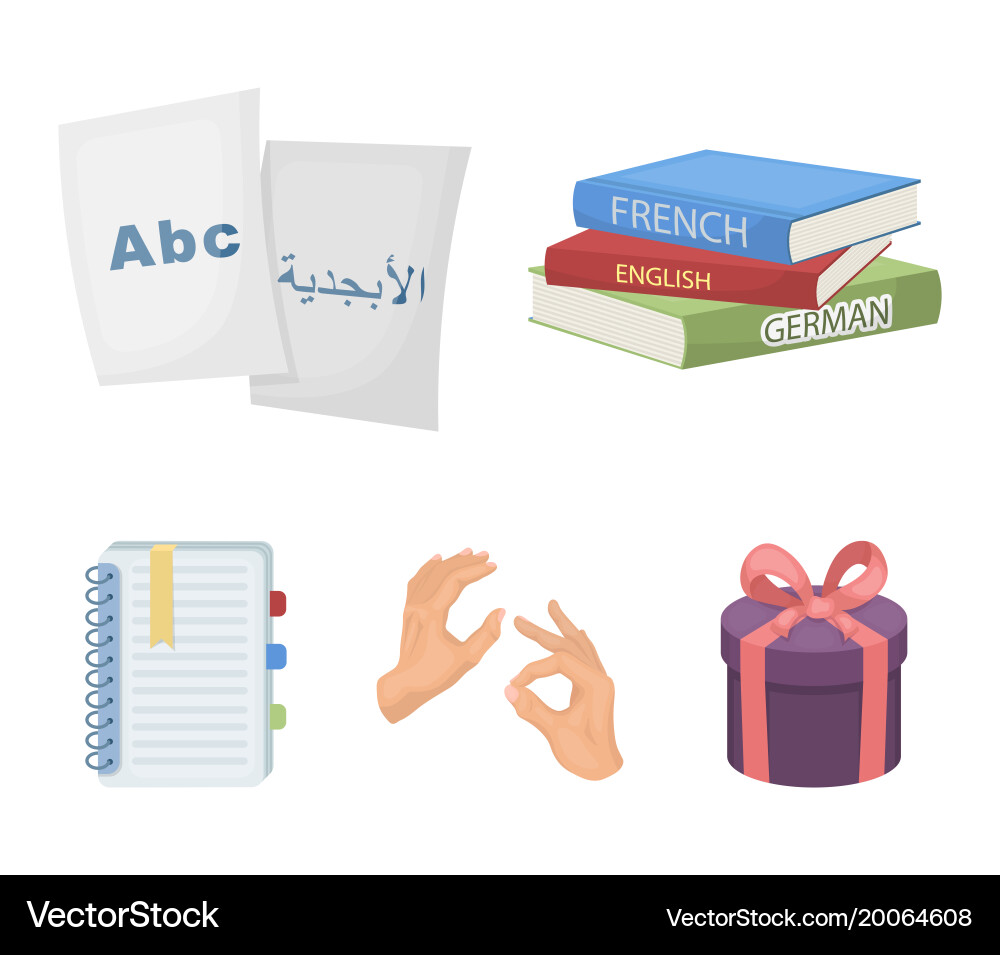 A pile of books in different languages sheets Vector Image