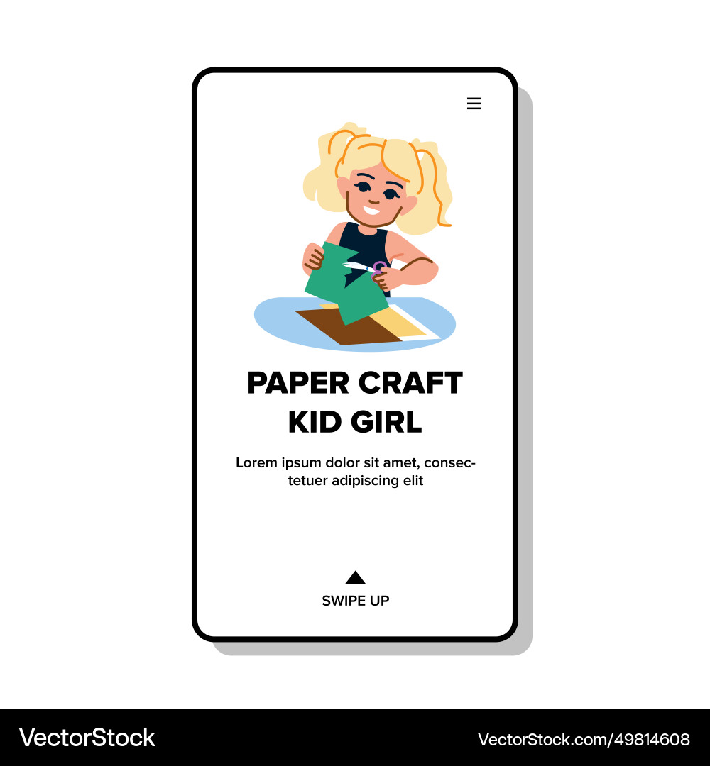 Activity paper craft kid girl Royalty Free Vector Image