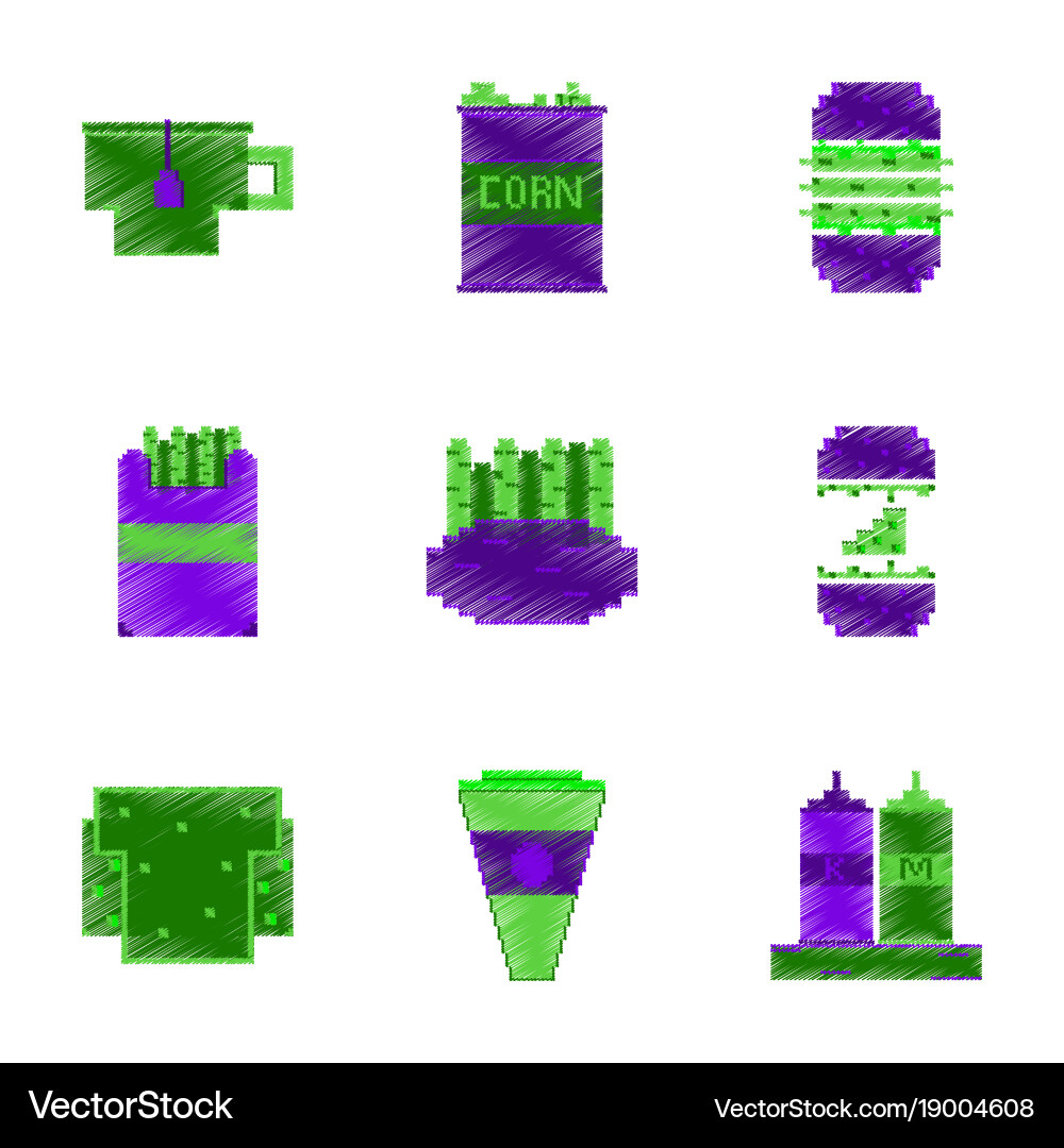 Assembly of flat shading style pixel icon fast Vector Image