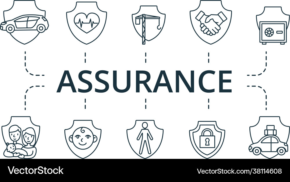 Assurance icon set contains editable icons theme Vector Image
