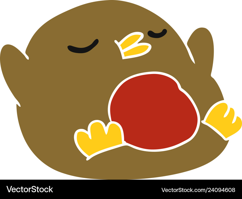 Cartoon cute kawaii red robin Royalty Free Vector Image