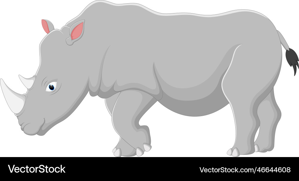 Cartoon rhino standing on white background Vector Image