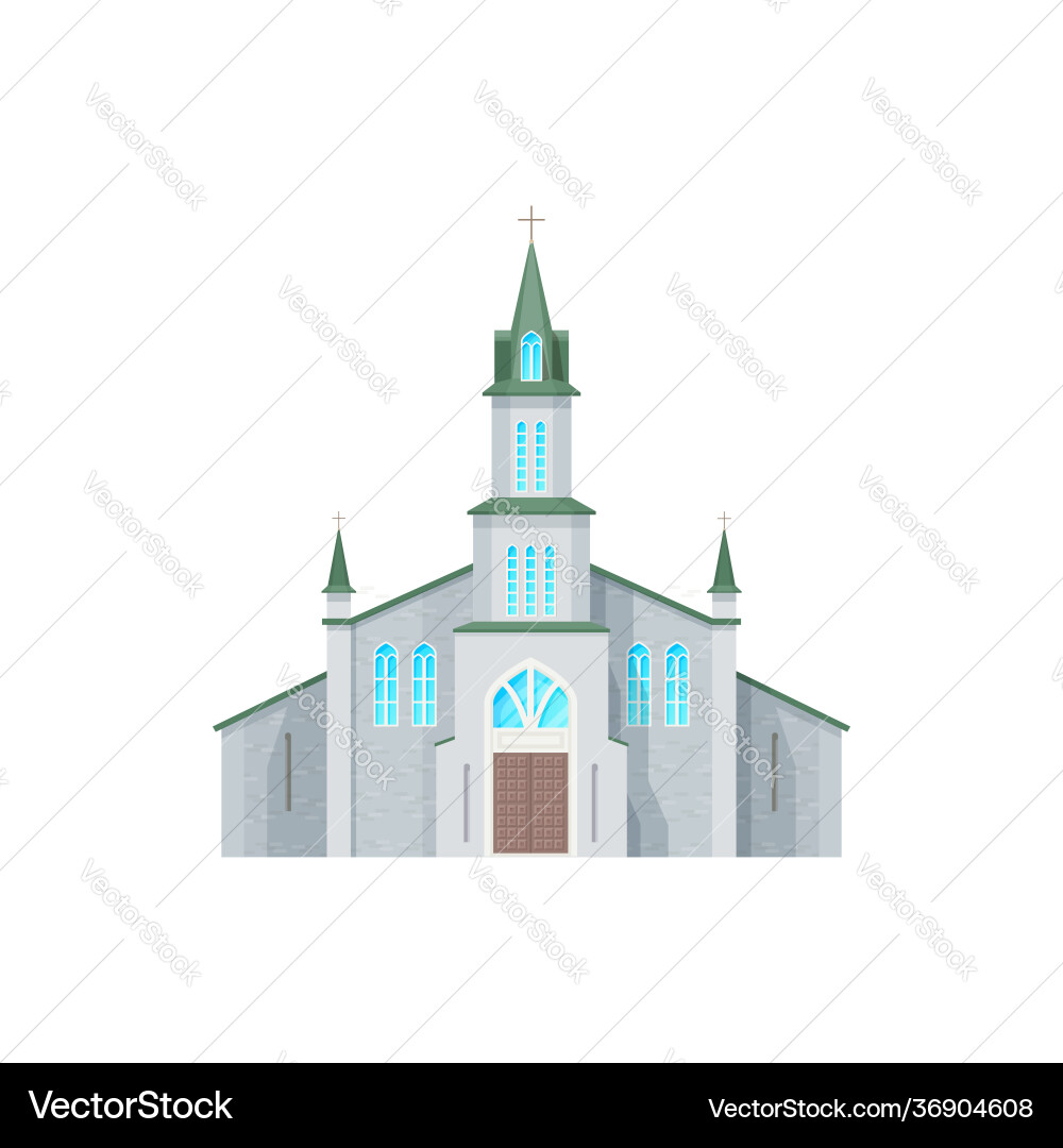Catholic church cathedral building icon Royalty Free Vector