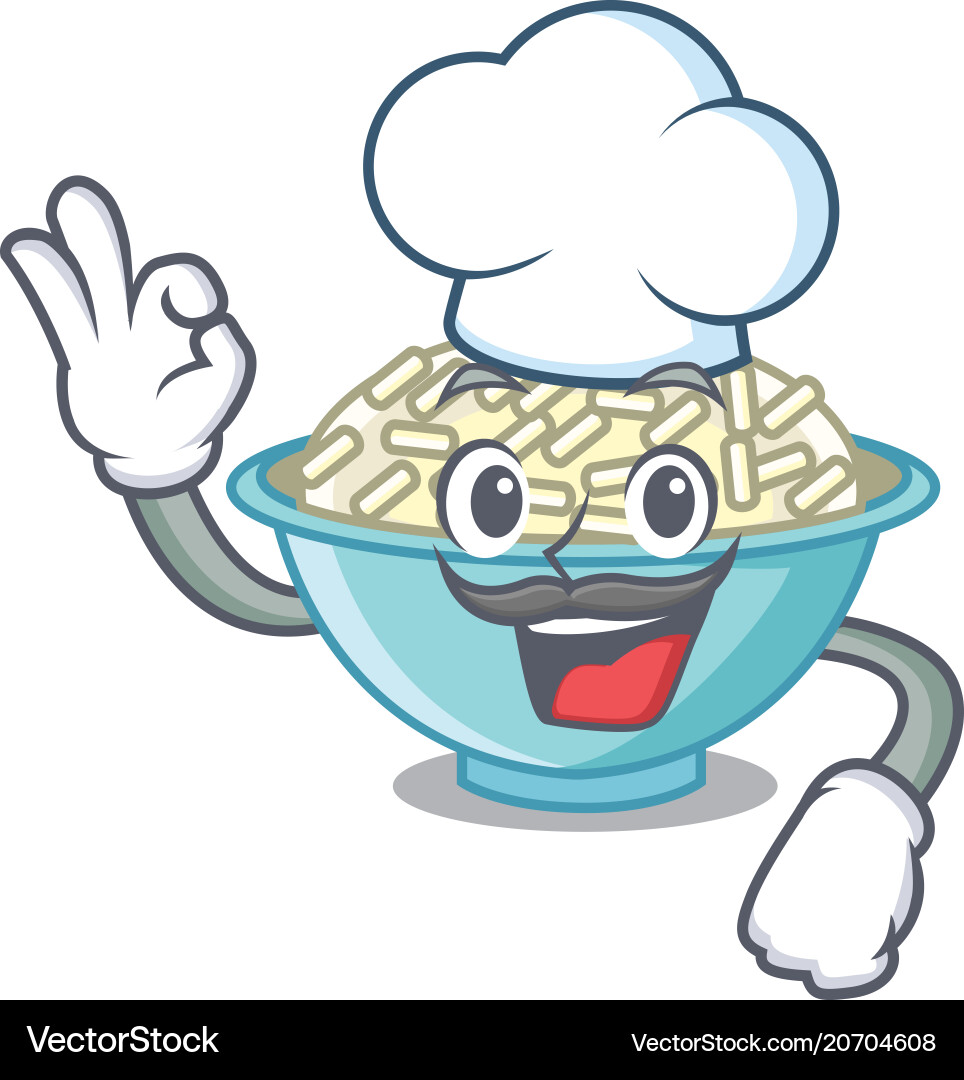 Chef rice bowl character cartoon Royalty Free Vector Image