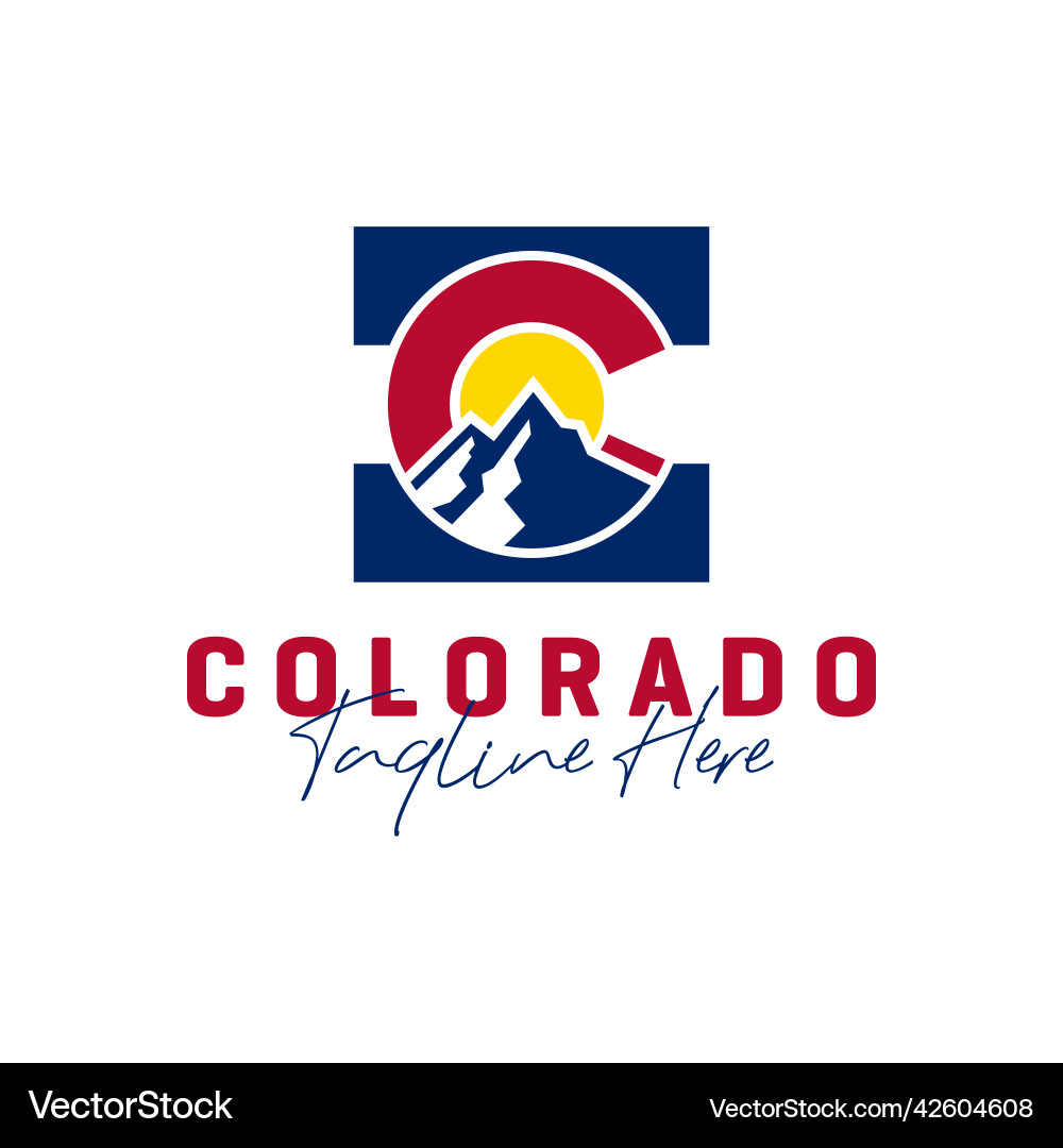 Colorado mountain logo with letter c Royalty Free Vector